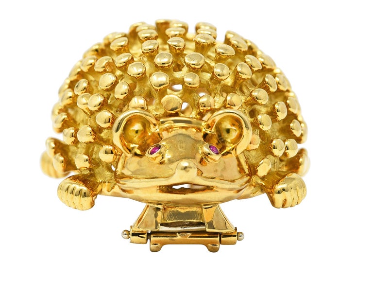 Tiffany and Co. 1960's Ruby 18 Karat Yellow Gold Hedgehog Vintage ...
