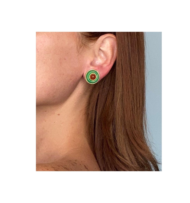 Tiffany Co 1970 by Donald Claflin 18kt Earrings with Chrysoprase and ...