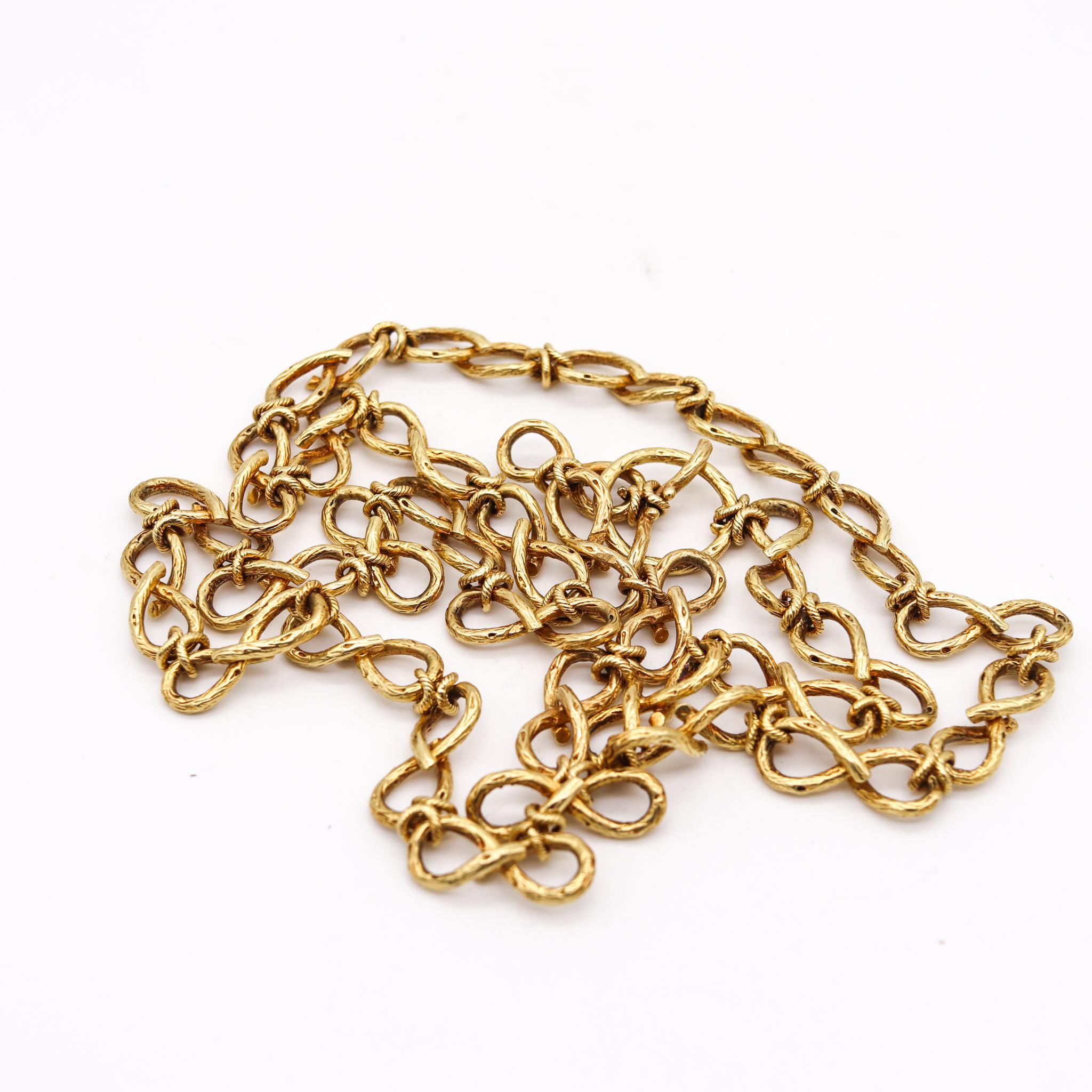 Tiffany and Co. 1970 Long Necklace Sautoir in Solid Texture 18 Karat ...