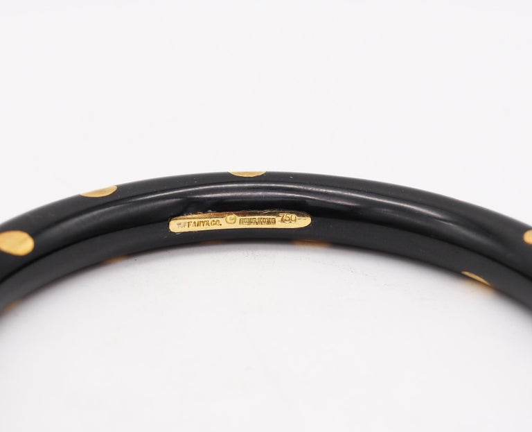 Tiffany and Co. 1975 Angela Cummings Black Jade Bangle with 18kt Yellow Gold Dots For Sale at ...
