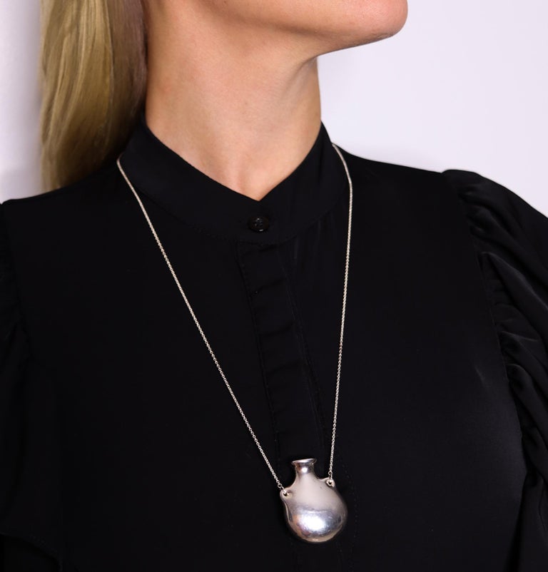 Tiffany and Co 1977 Elsa Peretti Large Freeform Open Bottle Necklace 925 Sterling at 1stDibs