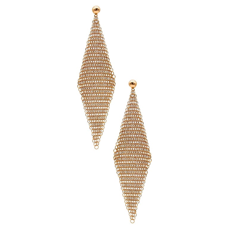 Tiffany and Co 1981 by Elsa Peretti Extra Large Drop Mesh Earrings in ...