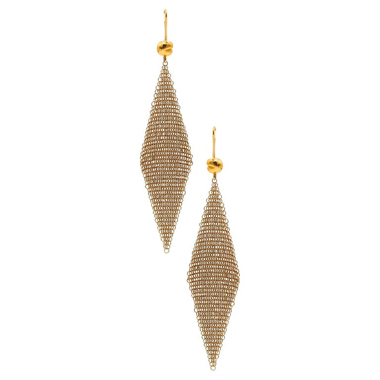 Tiffany and Co 1981 By Elsa Peretti Large Drop Mesh Earrings In 18Kt ...