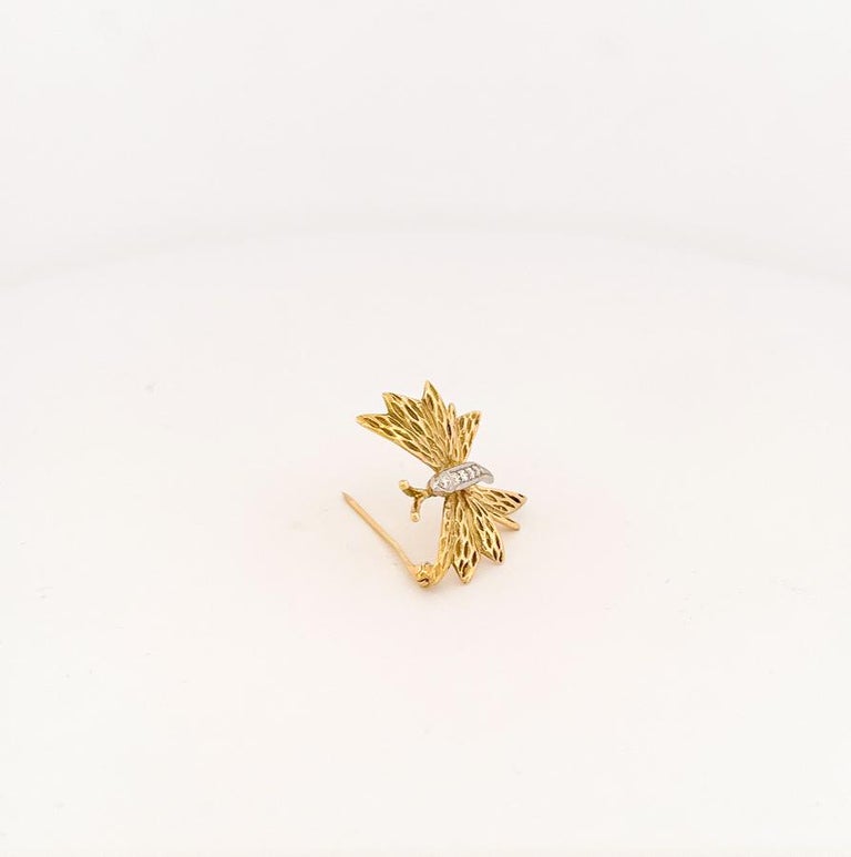 Tiffany and Co. 1990s 18k Yellow and White Gold Diamond Butterfly Pin ...