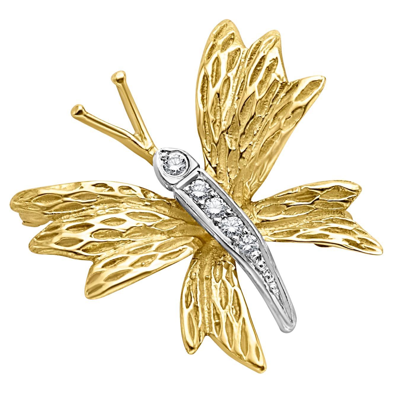 Tiffany and Co. Yellow Diamond Butterfly Pin in 18K Gold For Sale at ...