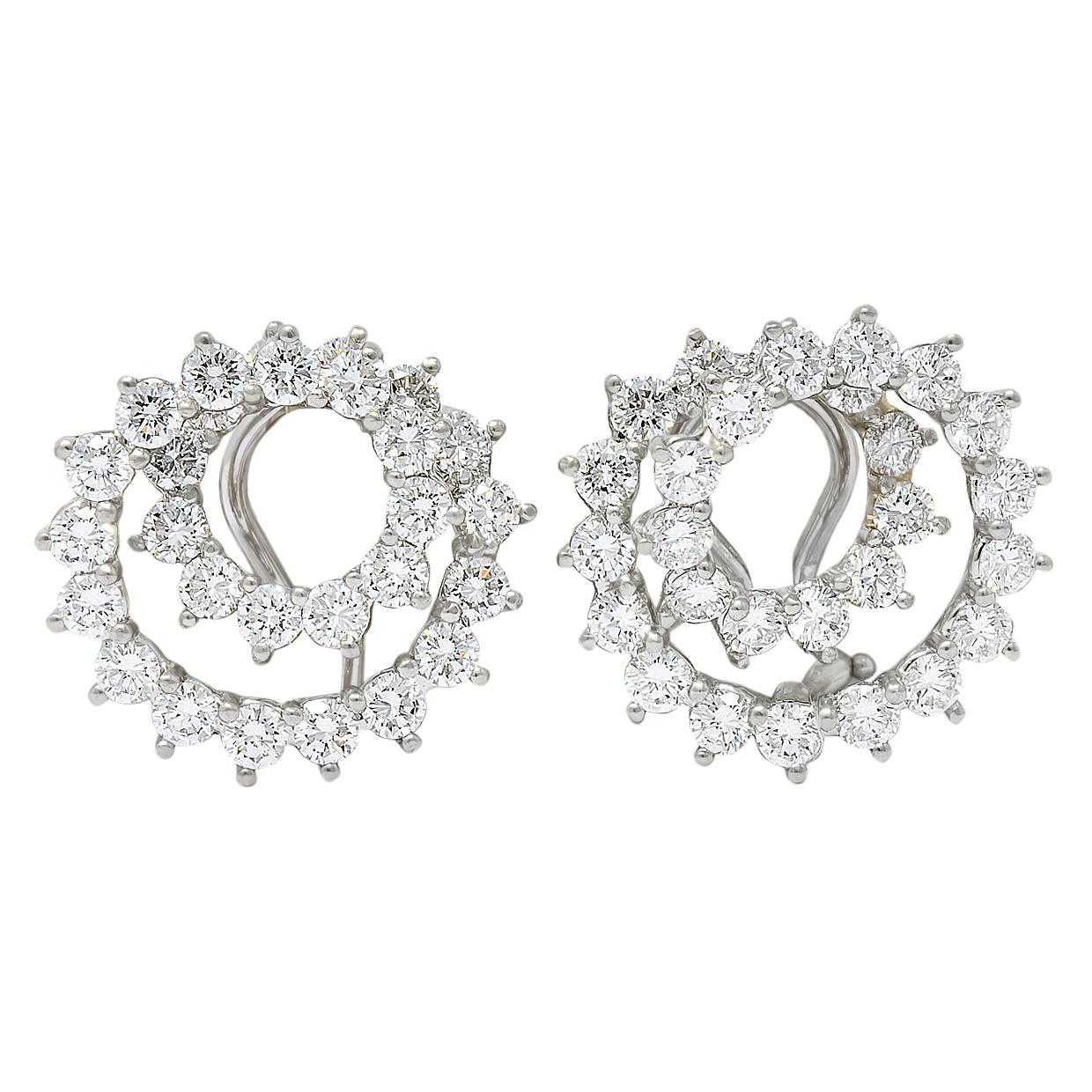 Tiffany and Co. 1990s Vintage 4.48 Carat Diamond Platinum Spiral ...