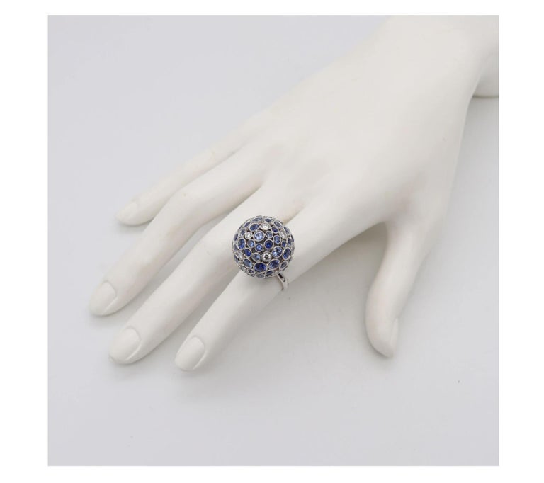 Tiffany and Co. 2016 Rare Prism Orb Ring In Platinum 9.32 Ctw Diamonds and Sapphires For Sale at ...