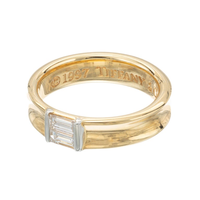 Tiffany and Co .24 Carat Diamond Yellow Gold Stackable Band Ring at ...