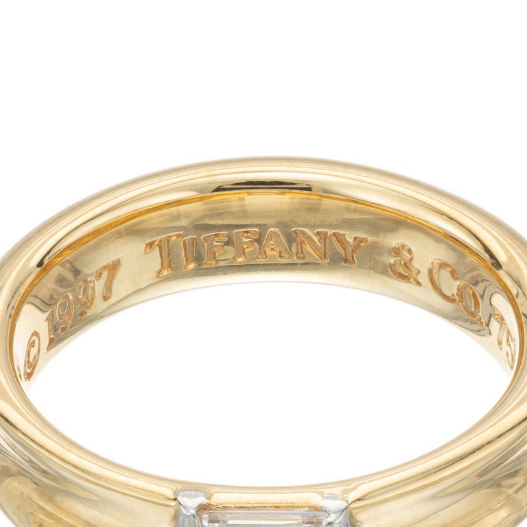 Tiffany and Co .24 Carat Diamond Yellow Gold Stackable Band Ring For ...