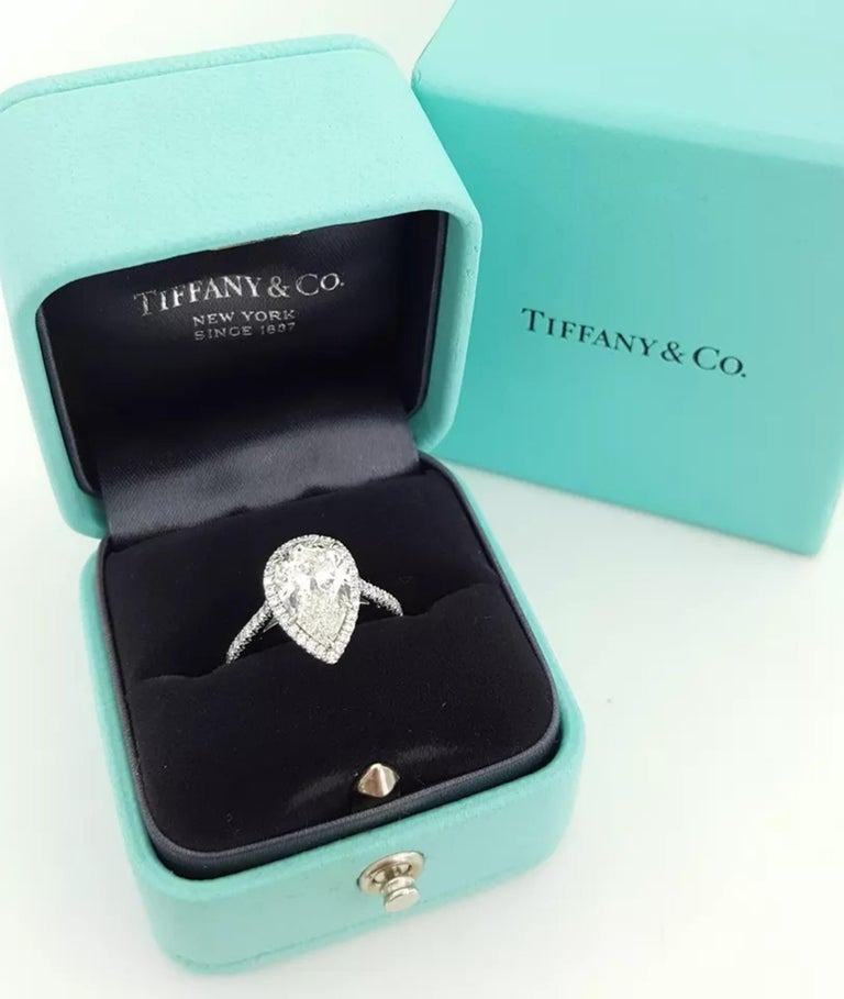 Tiffany and Co. 2.51 ct Soleste Platinum Pear Shaped Diamond Halo ...