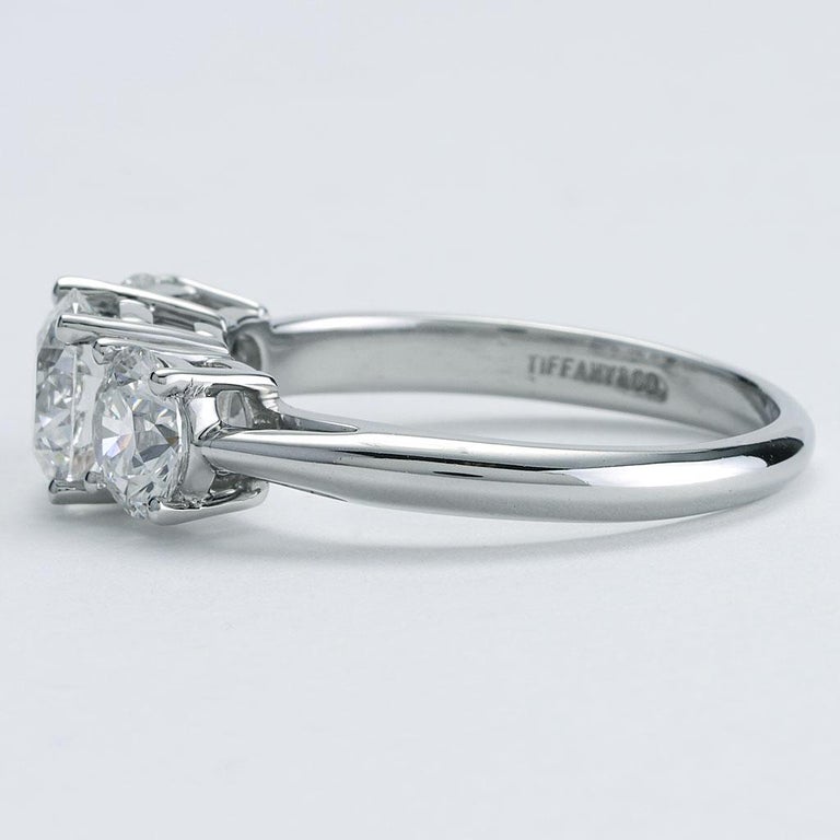 Tiffany and Co 3-Stone Diamond Engagement Ring in Platinum GVS 2.24 ...