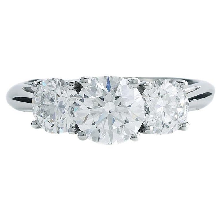 Tiffany and Co 3-Stone Diamond Engagement Ring in Platinum GVS 2.24 ...