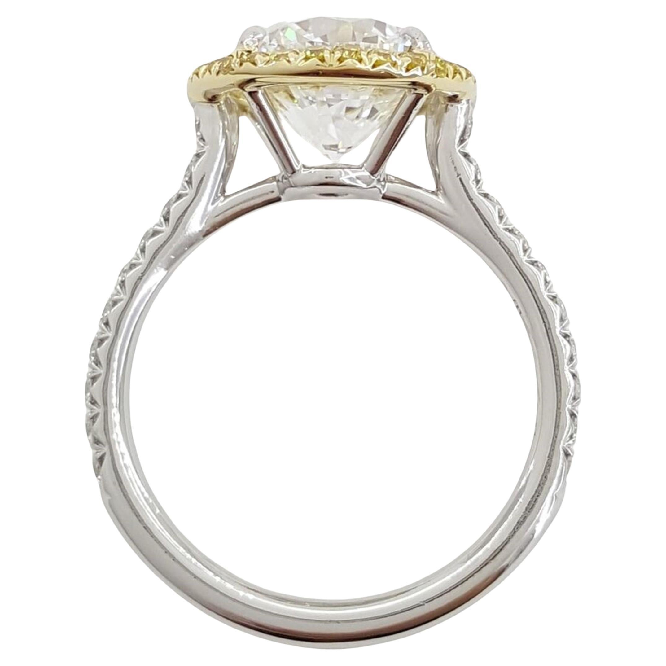 Tiffany and Co. 3.55 ct Soleste Platinum and 18k Yellow Gold Diamond Ring For Sale at 1stDibs