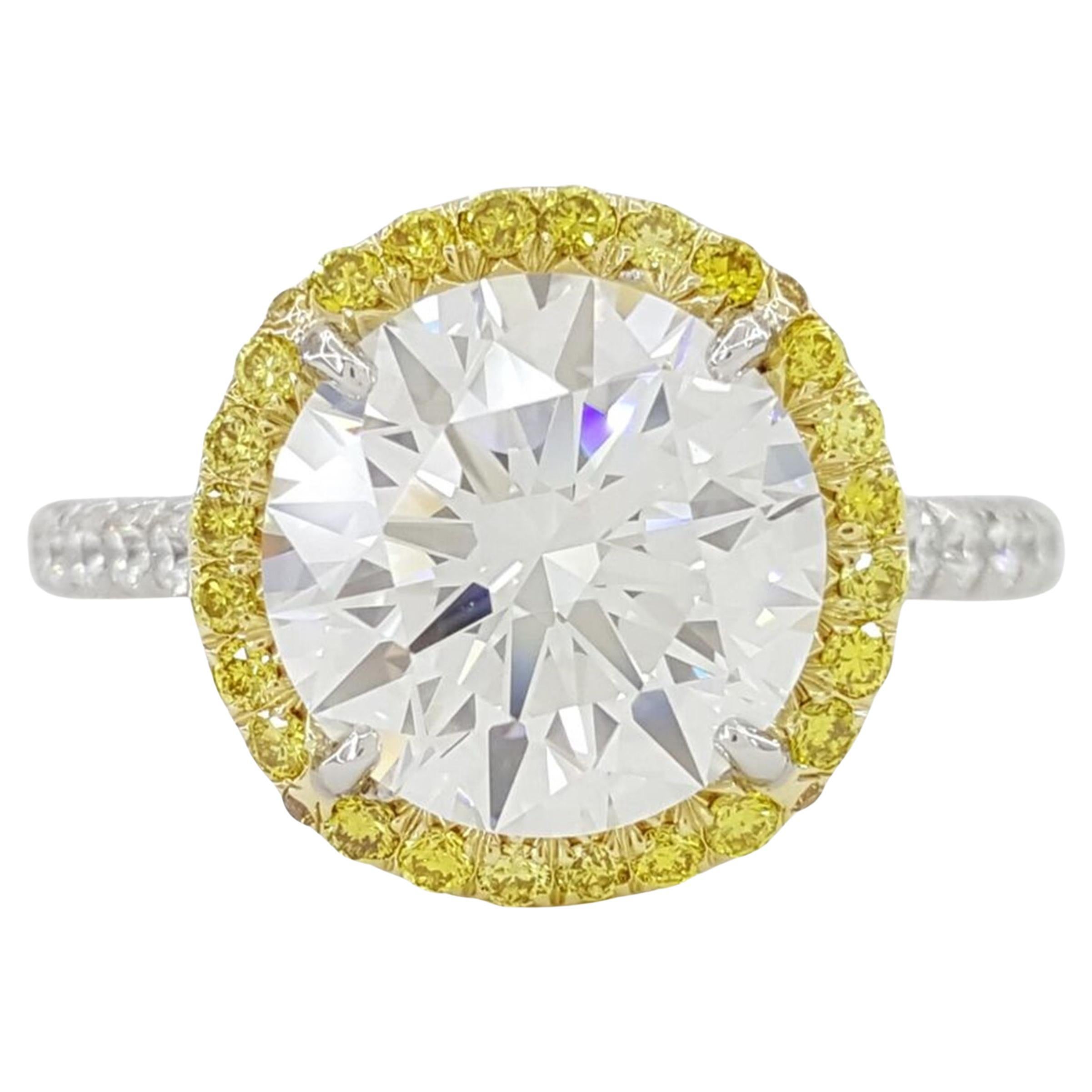 Tiffany and Co. 3.55 ct Soleste Platinum and 18k Yellow Gold Diamond ...