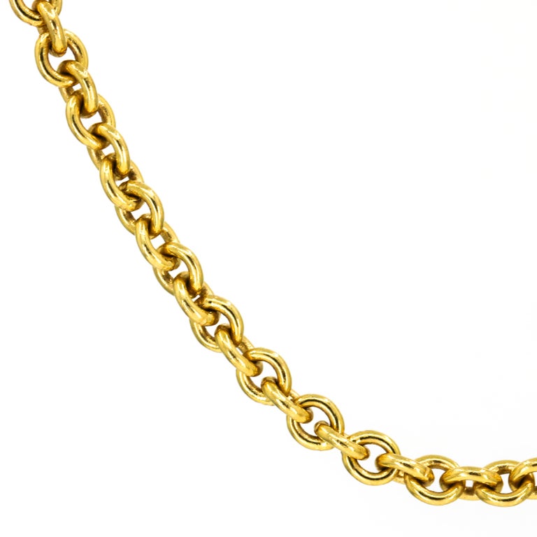 Tiffany and Co. 18 Karat Yellow Gold Heavy Round Link Chain For Sale at ...