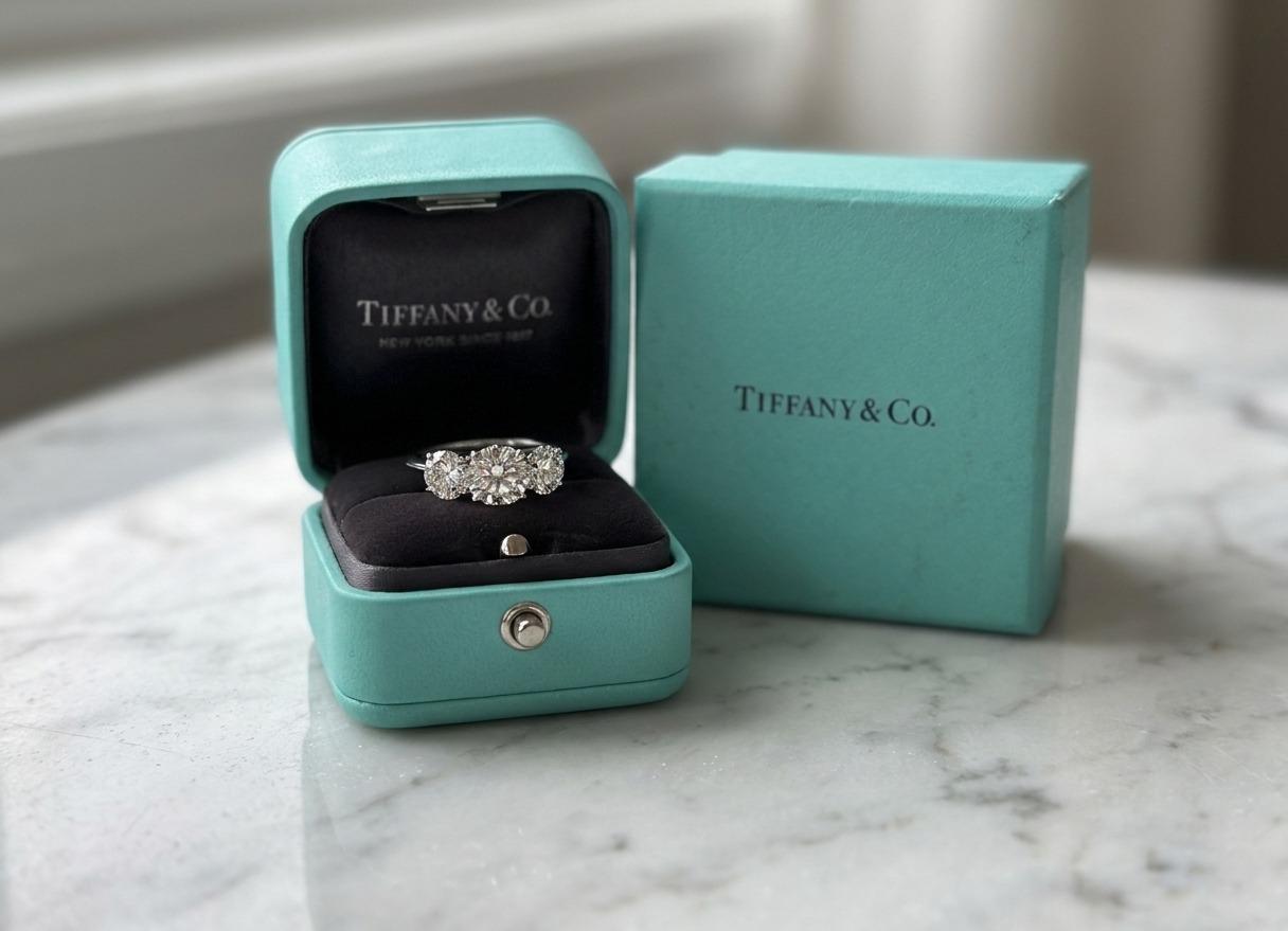Tiffany and Co. 4.20 Carat D/VVS Diamond Platinum Three-Stone ...