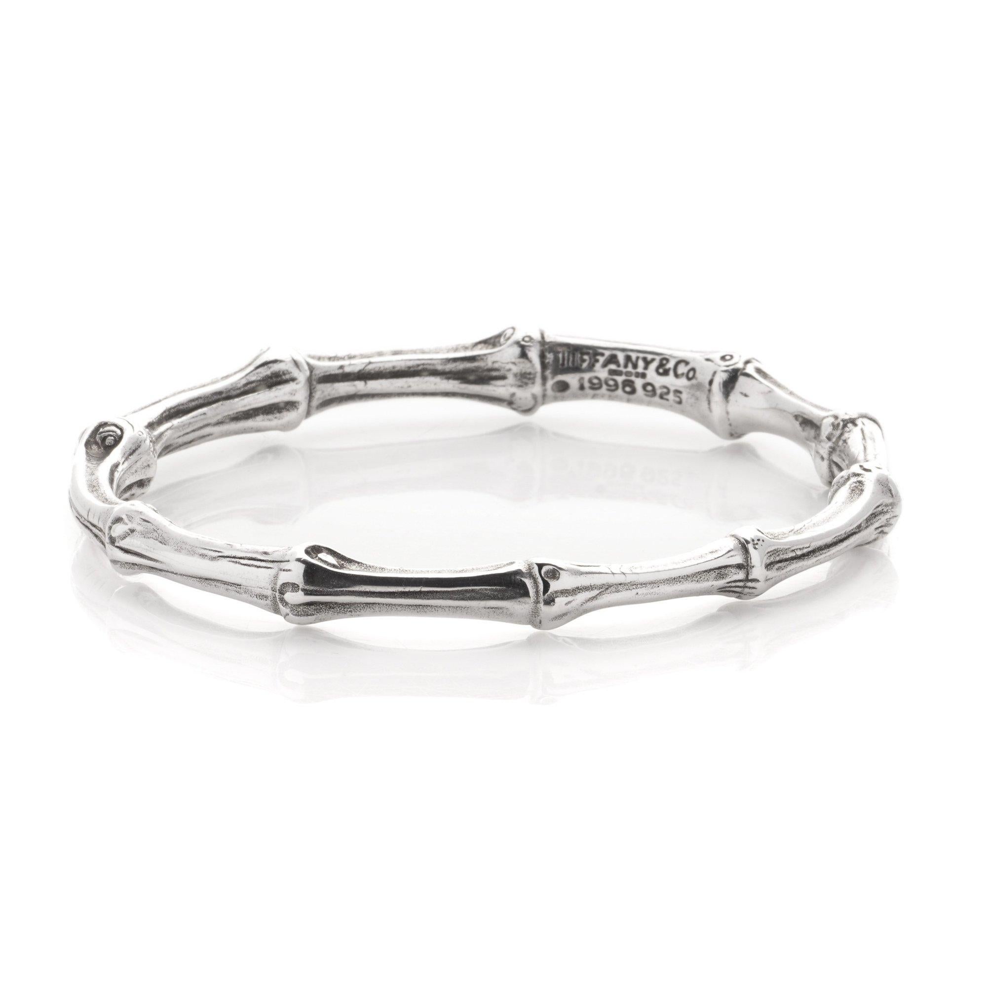 Tiffany and Co. 925 silver bamboo design bangle For Sale at 1stDibs