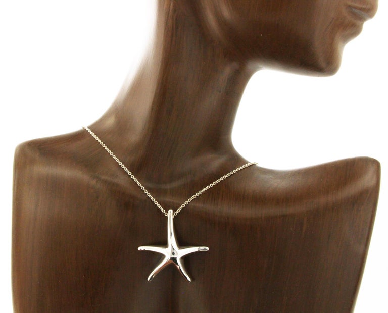 Tiffany and Co. 925 Silver Elsa Peretti Starfish Pendant Necklace at ...