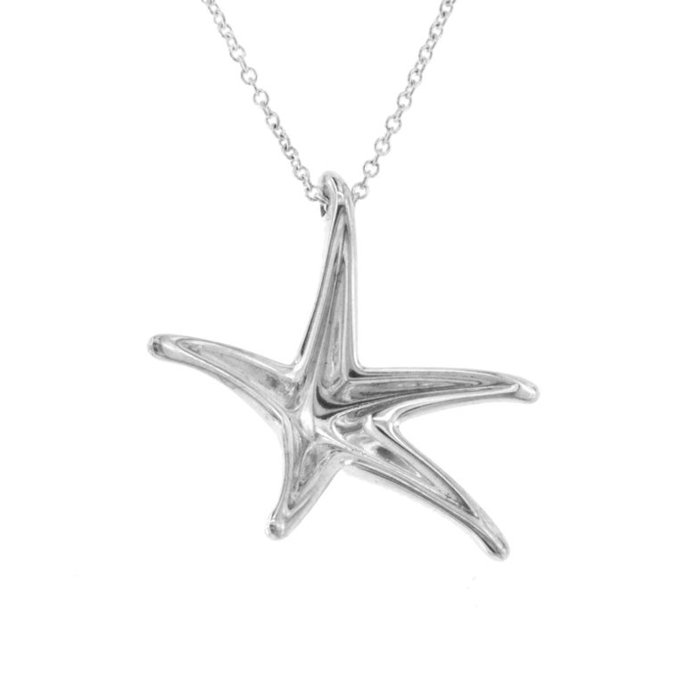 Tiffany and Co. 925 Silver Elsa Peretti Starfish Pendant Necklace at ...