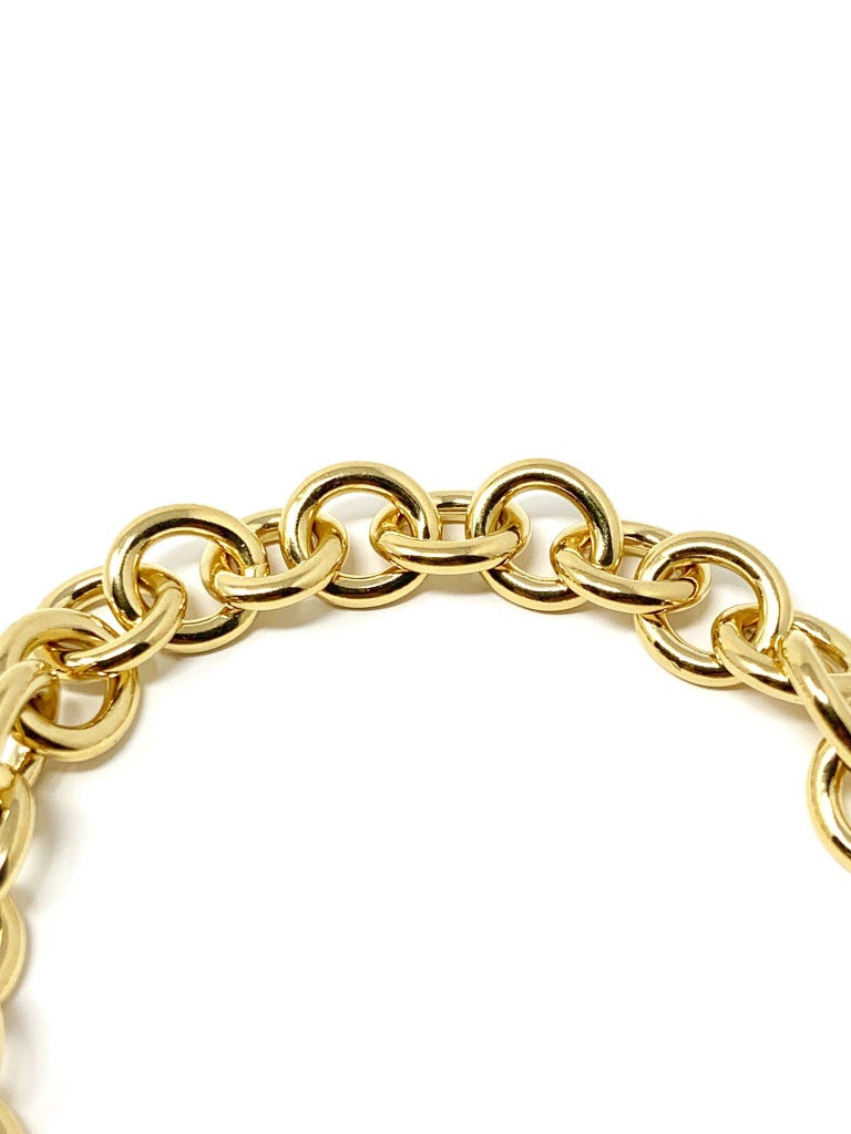 Tiffany and Co. 925 Silver Heart Charm Yellow Gold-Plated Bracelet For ...
