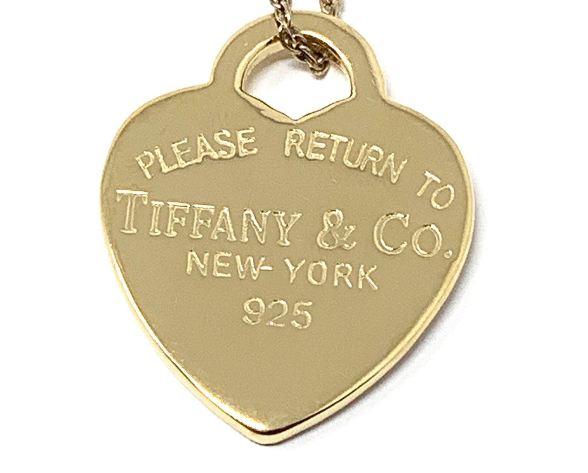 Tiffany and Co 925 Silver Heart Yellow Gold Plated Pendant For Sale at ...