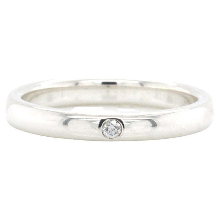 Tiffany and Co. 925 Sterling Silver Elsa Peretti Diamond Stack Band Ring For Sale at 1stDibs