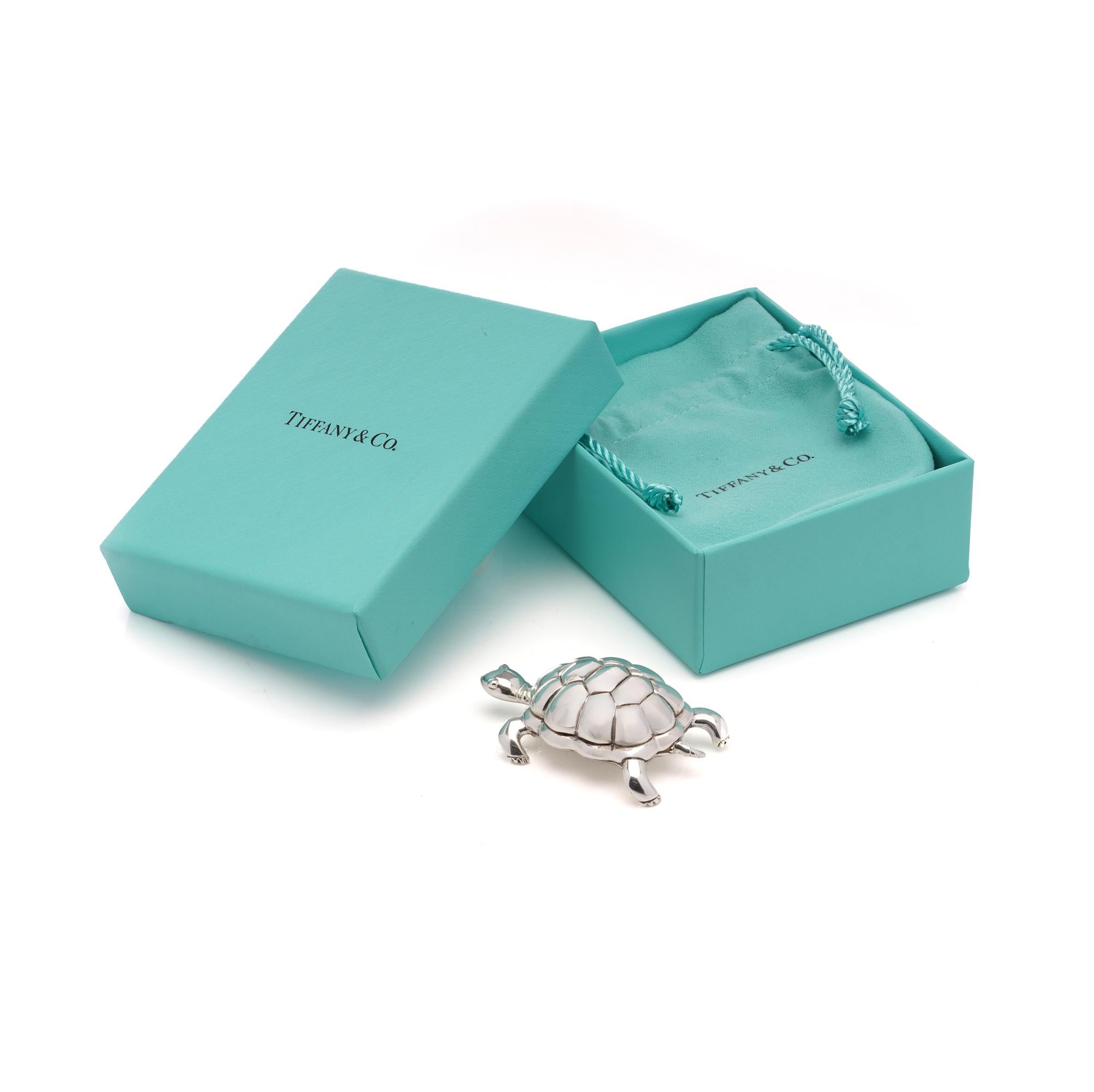 Tiffany and Co. 925 sterling silver paperweight in a form of a tortoise ...