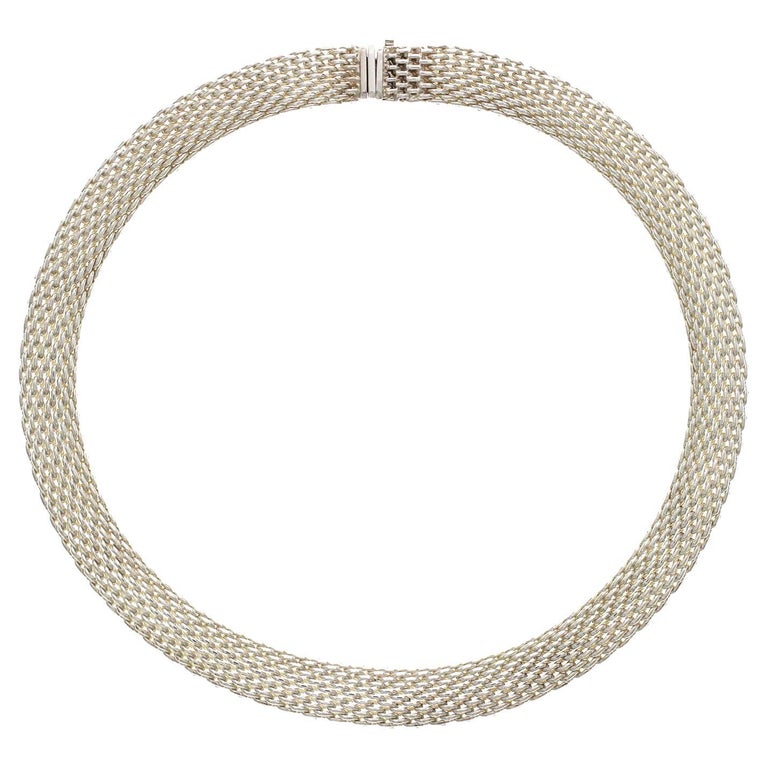 Tiffany and Co 925 Sterling Silver Somerset Mesh Necklace at 1stDibs