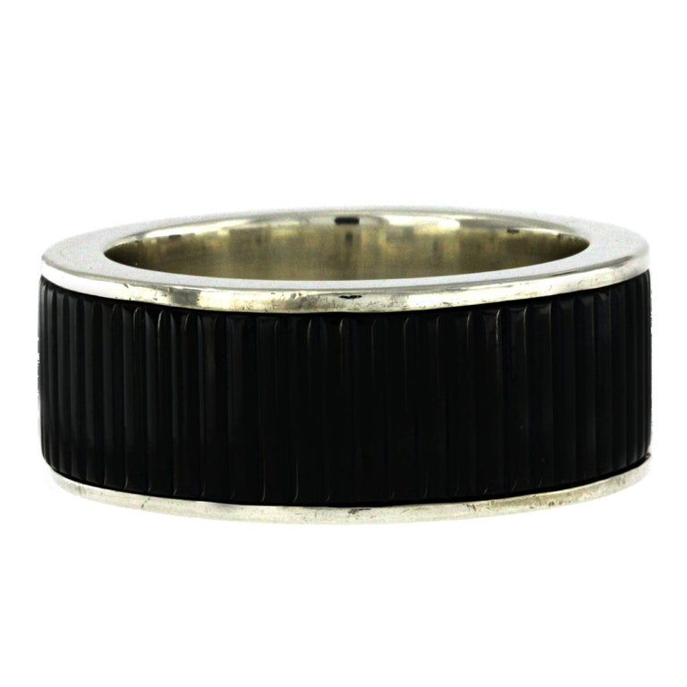 Tiffany and Co. 925 Sterling Silver Titanium Coin Edge Band Ring For ...