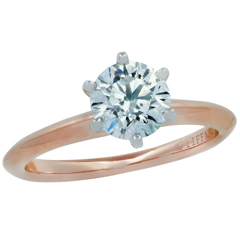 Tiffany and Co. .95 Carat Round Brilliant Cut Diamond Engagement Ring ...