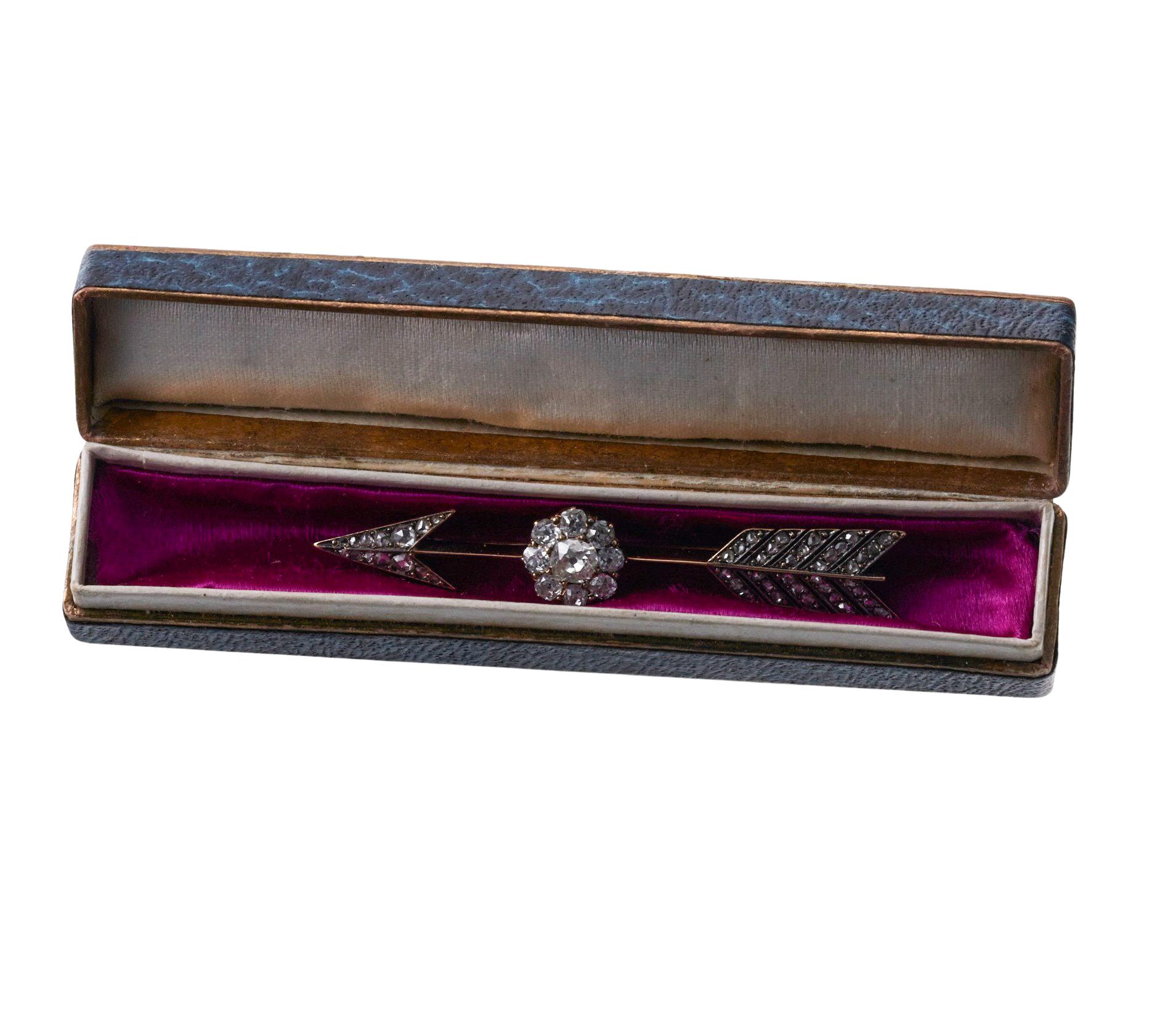 Tiffany and Co Antique Gold Diamond Arrow Brooch For Sale at 1stDibs