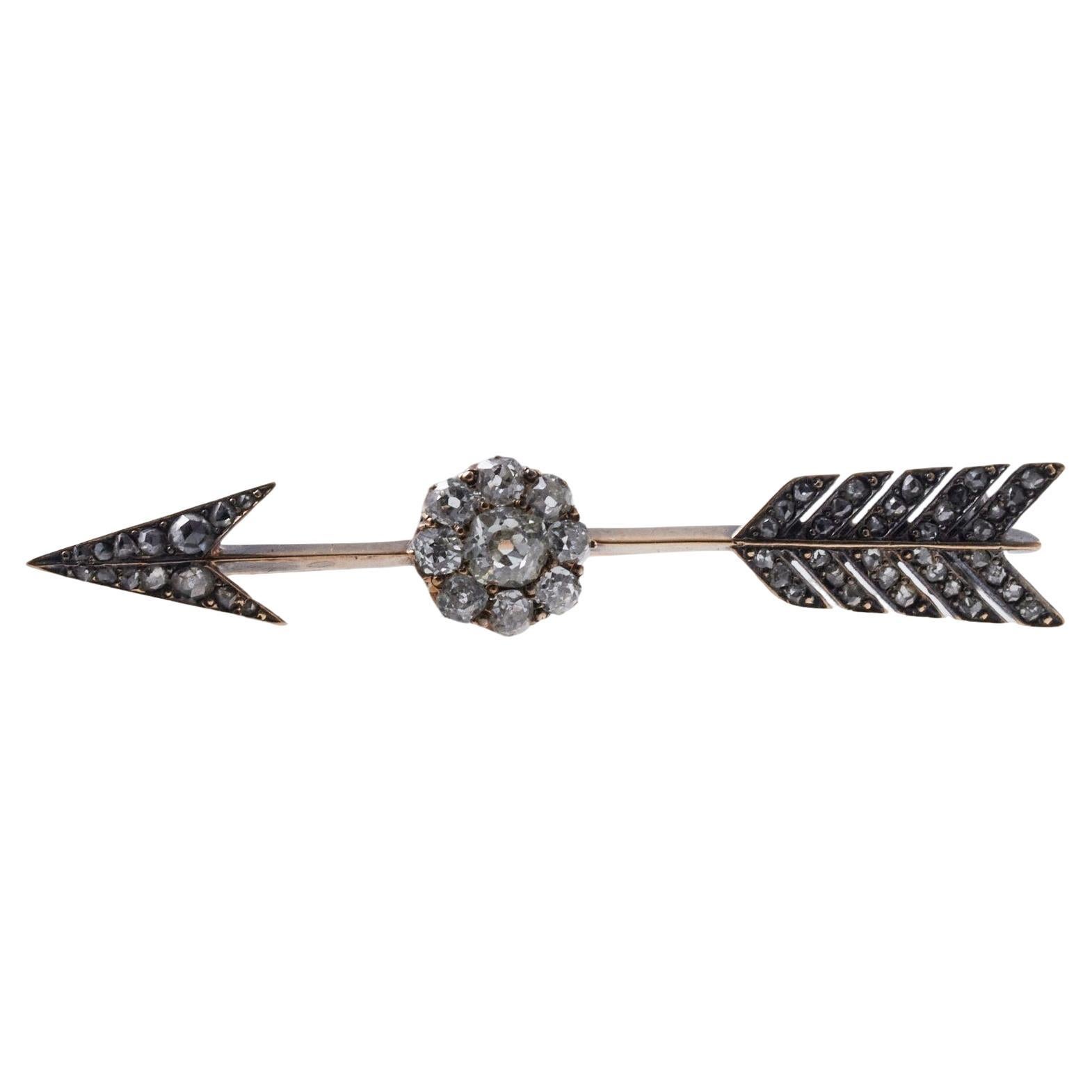 Tiffany and Co Antique Gold Diamond Arrow Brooch For Sale at 1stDibs