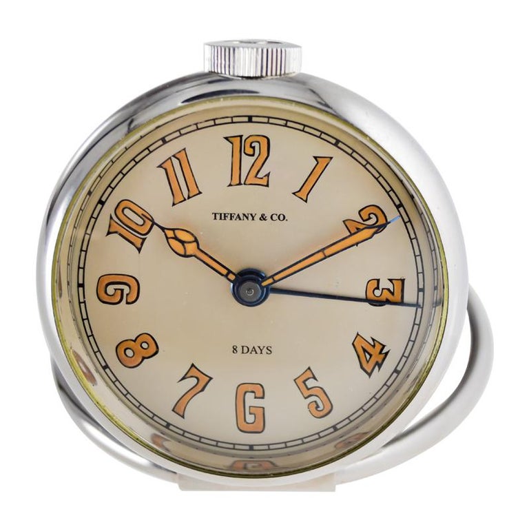 Tiffany and Co. Art Deco Desk Clock with Alarm Feature, 1950's For Sale ...