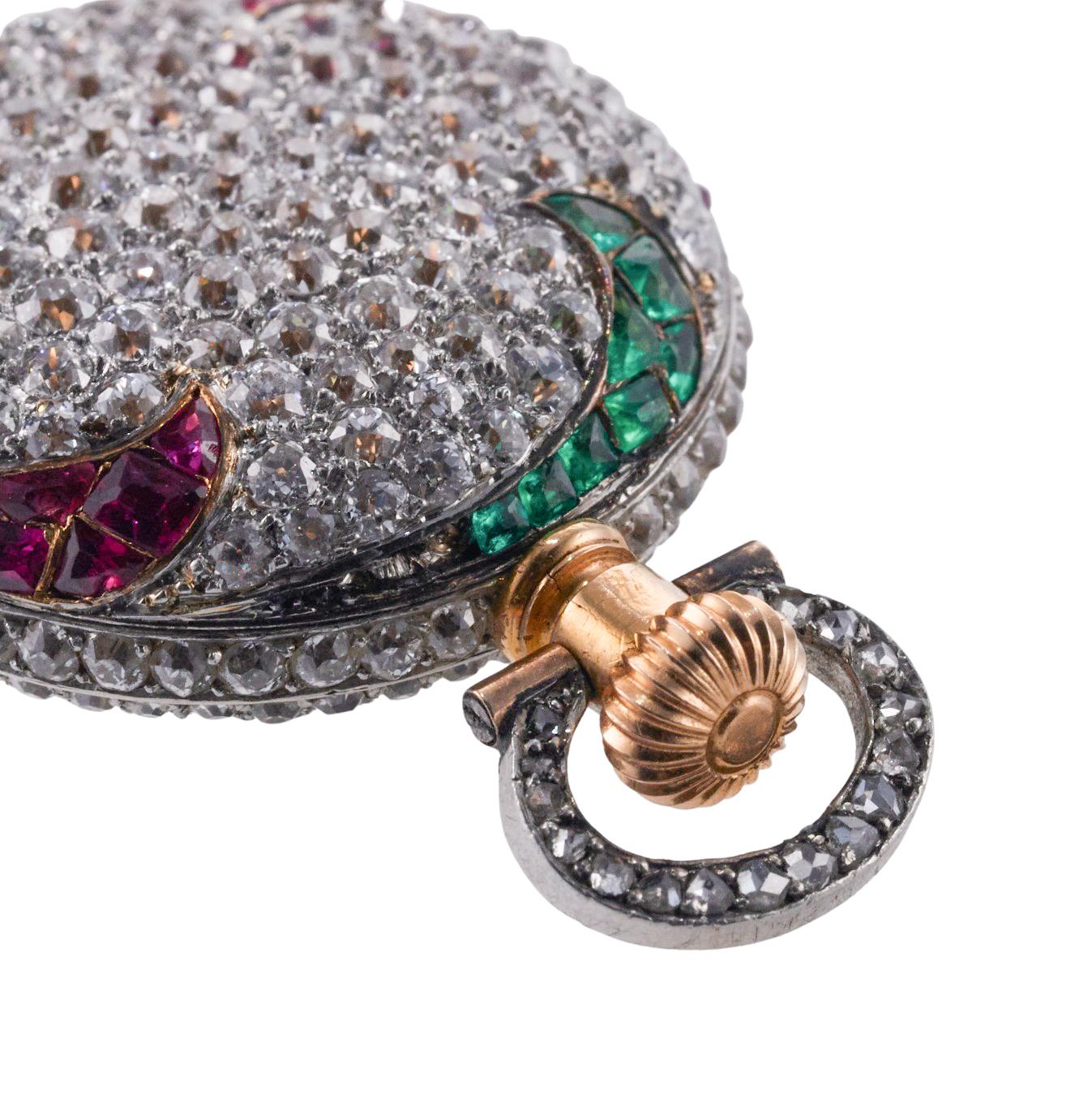 Tiffany and Co Art Deco Diamond Emerald Ruby Gold Platinum Pocket Watch ...