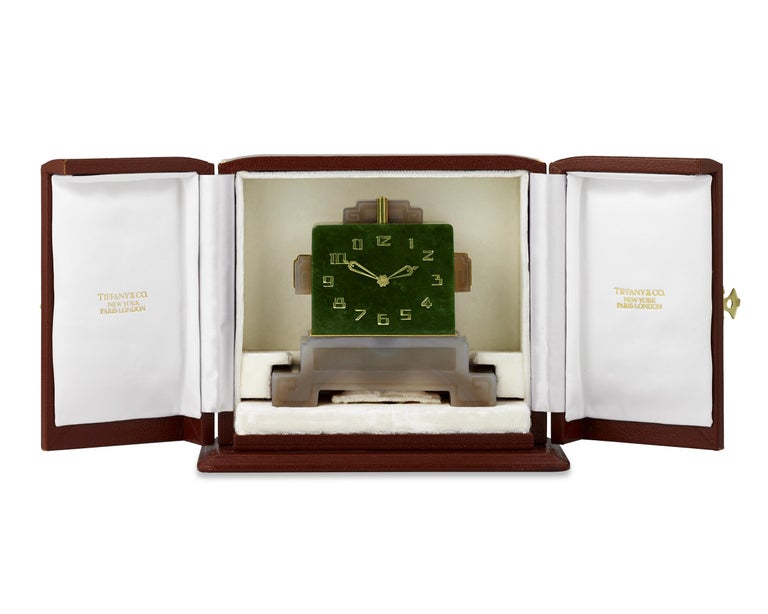 Tiffany and Co. Art Deco Jade Clock For Sale at 1stDibs