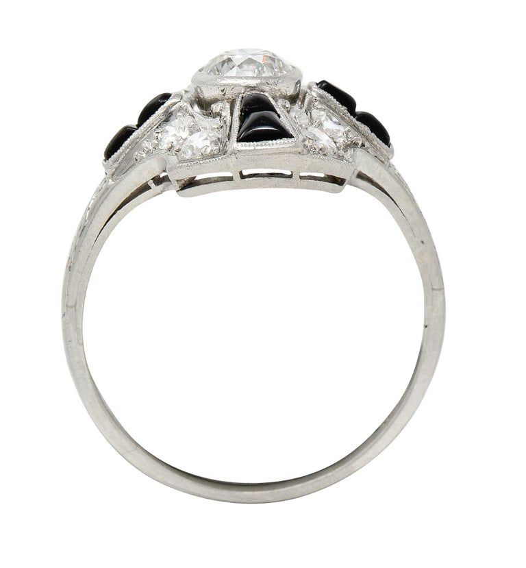 Tiffany and Co. Art Deco Old European Cut Diamond Onyx Platinum Shield ...