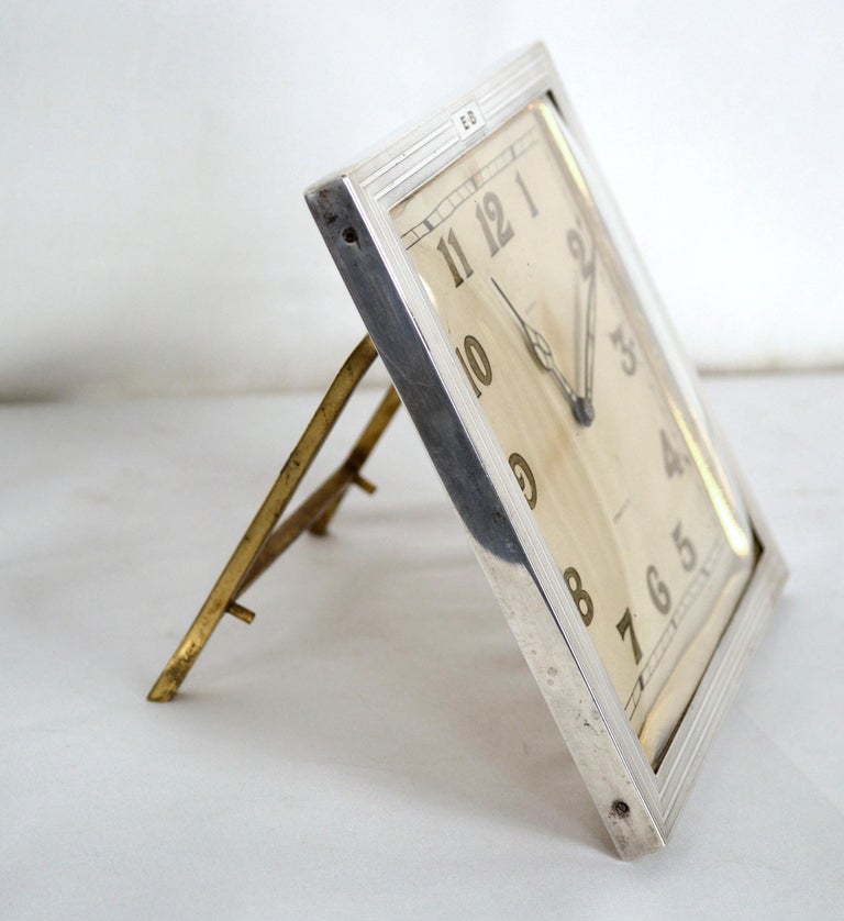 Tiffany and Co. Art Deco Square Swiss Desk Clock, Bronze and Sterling ...
