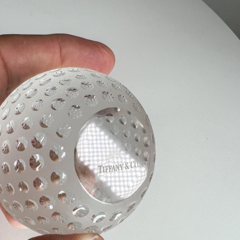 Tiffany and Co Art Glass Crystal Frosted Golf Ball Paperweight ...