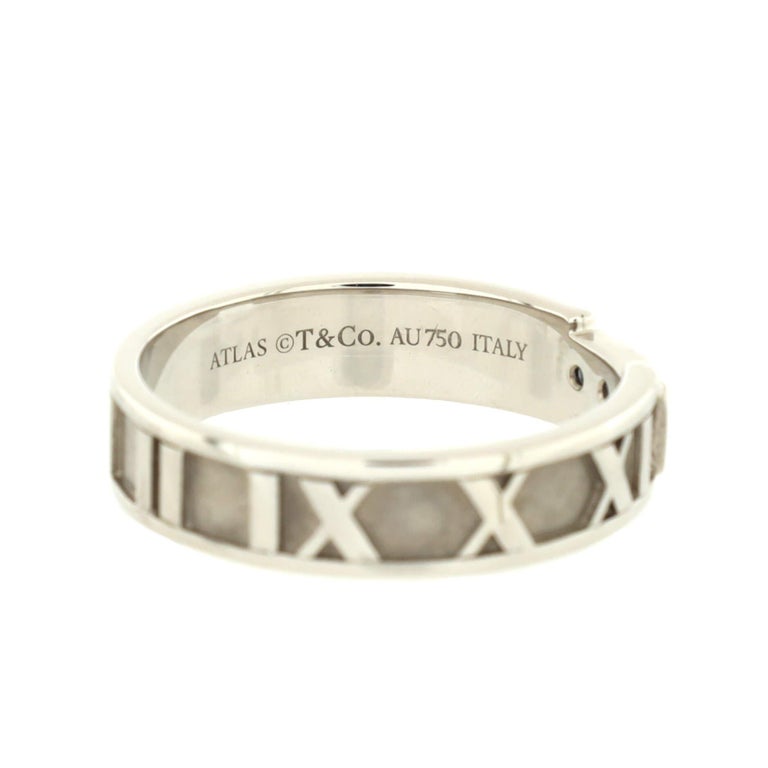 Tiffany and Co. Atlas Band Ring 18k White Gold with Blue Sapphires For ...