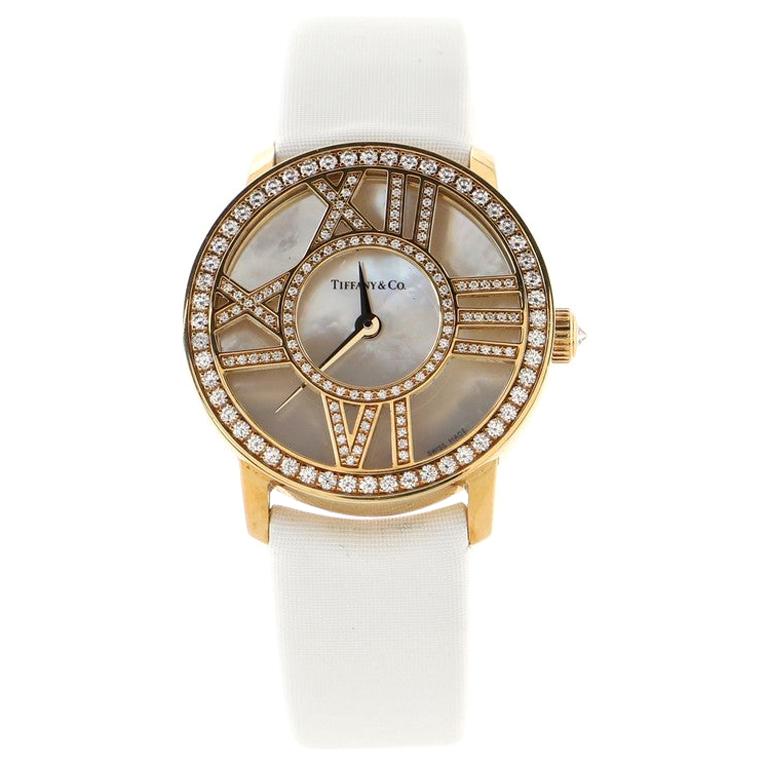 Tiffany and Co. Atlas Cocktail Round Quartz Watch Yellow Gold with ...