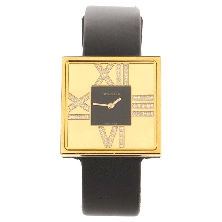 Tiffany and Co. Atlas Cocktail Square Quartz Watch Yellow Gold and ...