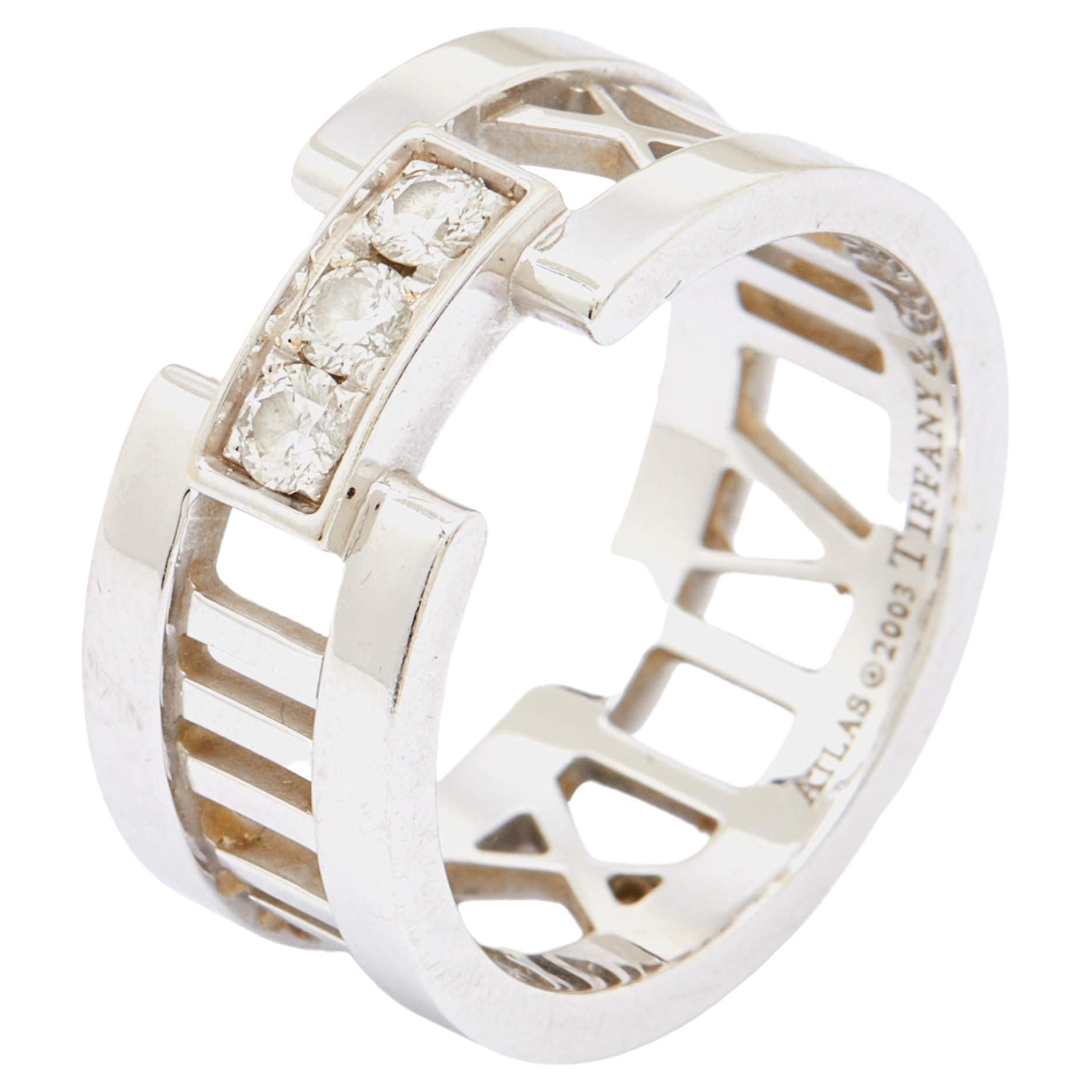 Tiffany and Co. Atlas Diamond 18 Carat White Gold Band Ring at 1stDibs
