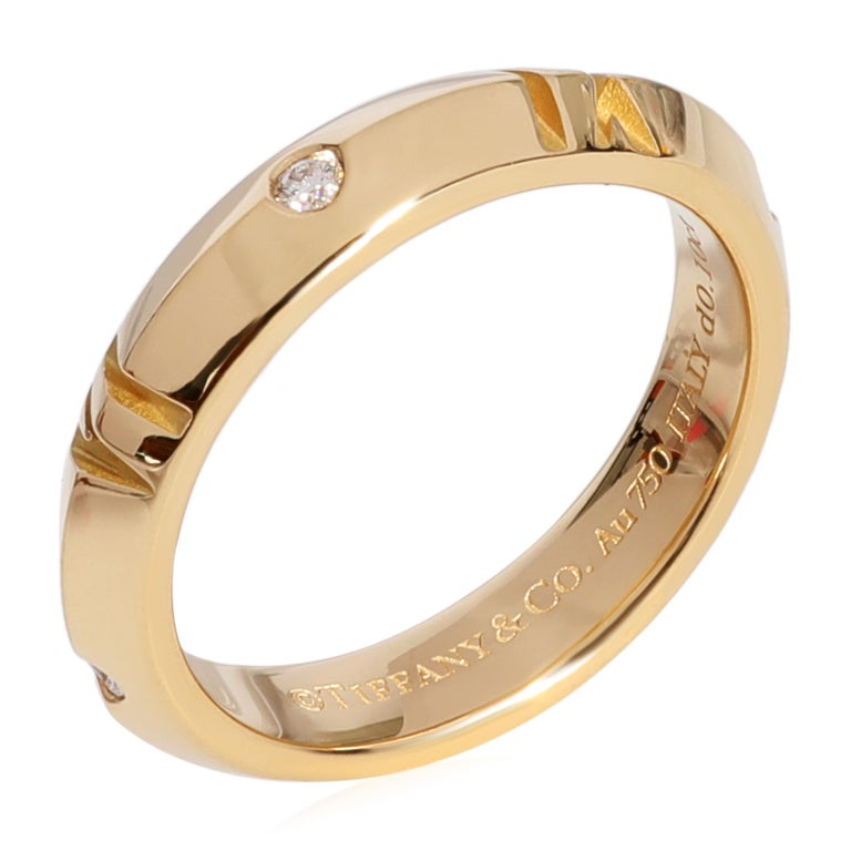Tiffany and Co. Atlas Diamond Ring in 18k Yellow Gold 0.10 CTW For Sale ...