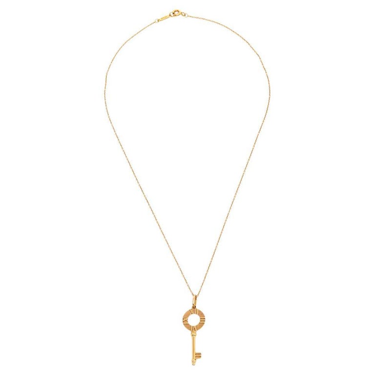 Tiffany and Co. Atlas Key 18K Rose Gold Pendant Necklace at 1stDibs