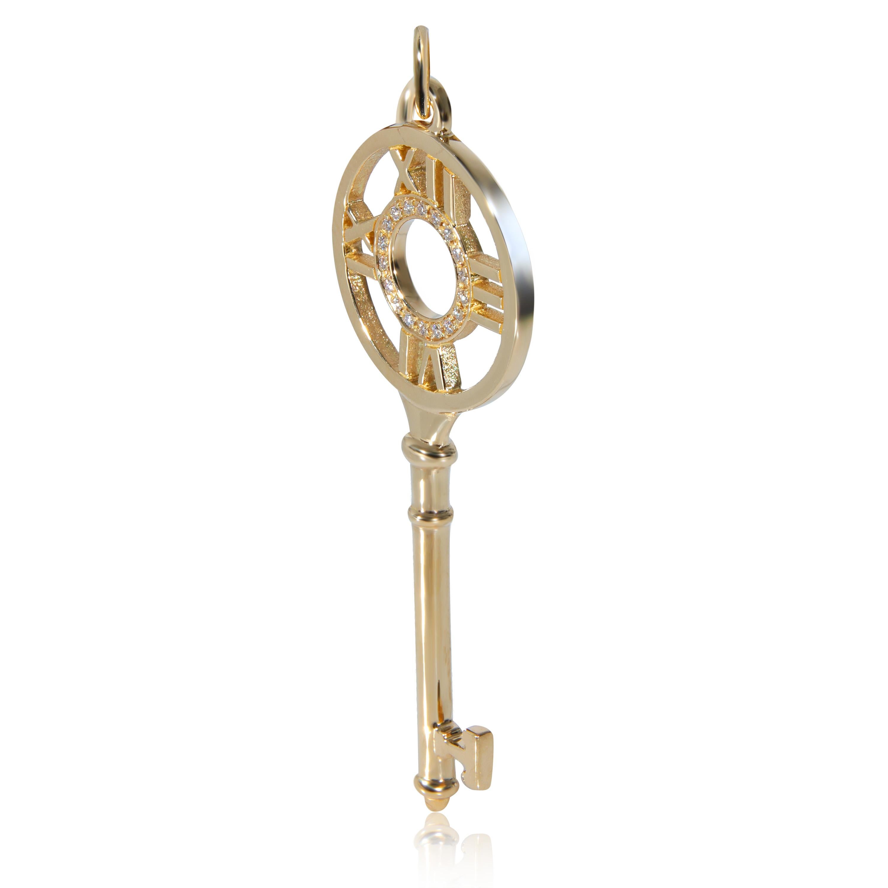 Tiffany and Co. Atlas Key Pendant with Diamonds in 18K Yellow Gold 0.02 ...