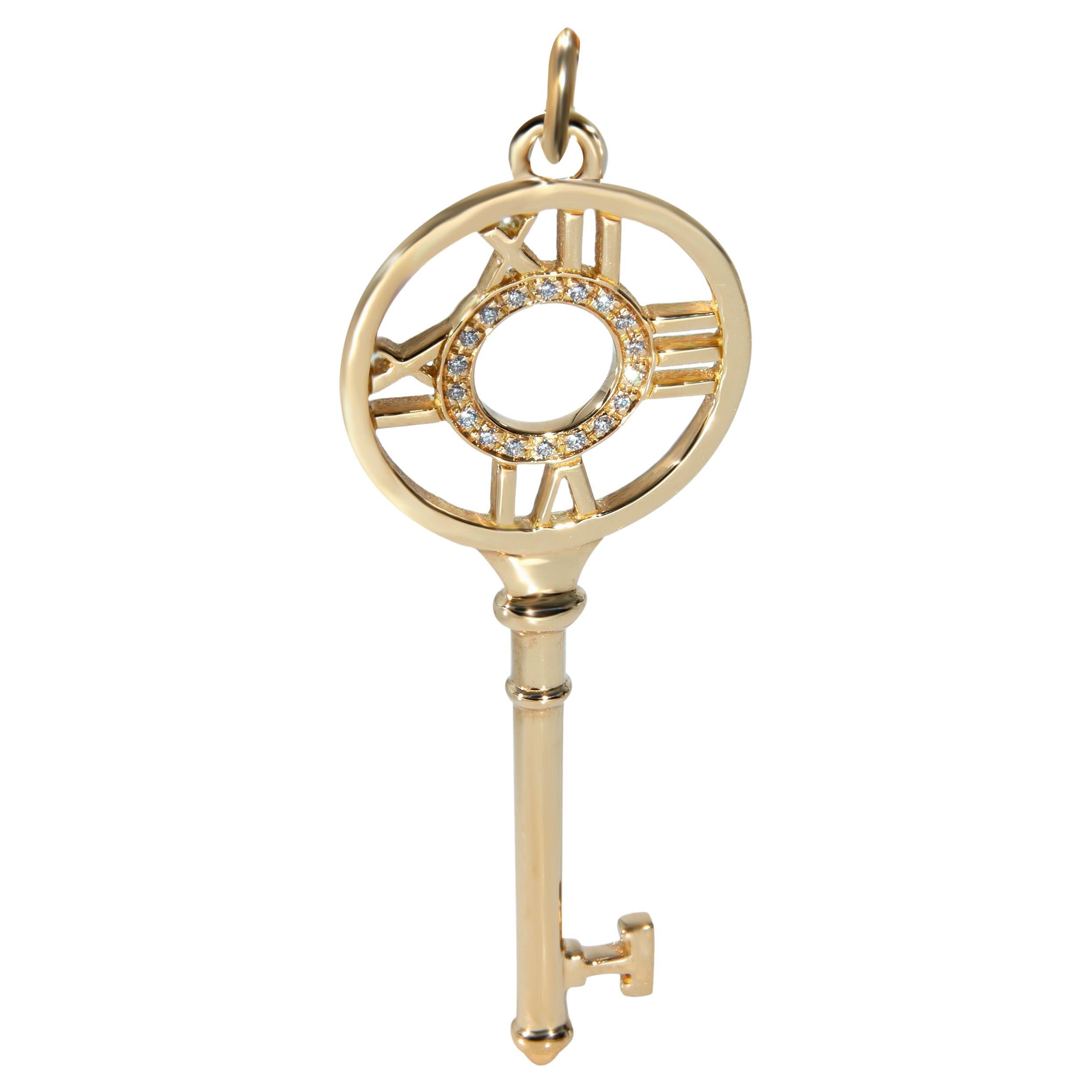 Tiffany and Co. Atlas Key Pendant with Diamonds in 18K Yellow Gold 0.02 ...