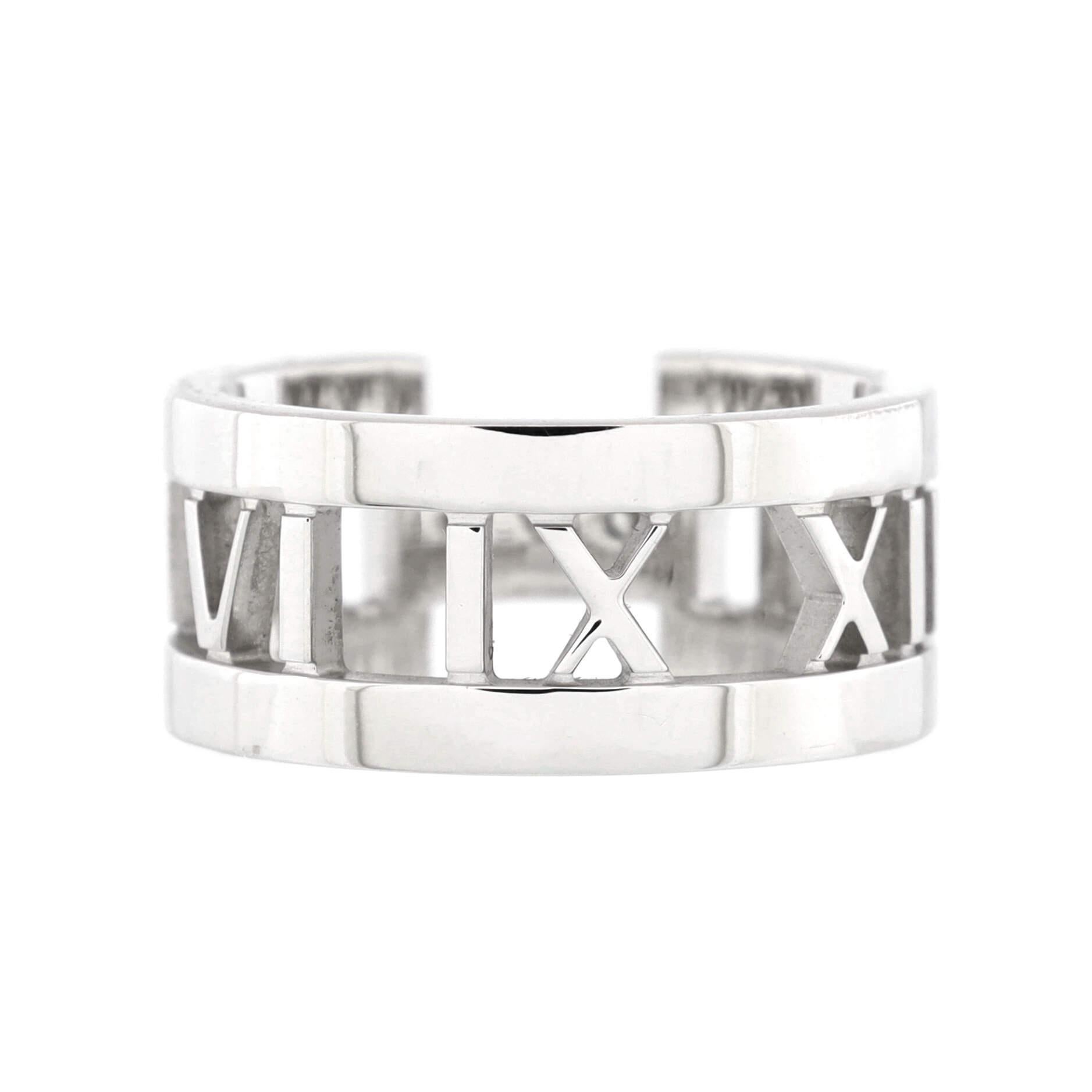 Tiffany and Co. Atlas Open Band Ring 18K White Gold and Diamonds For ...