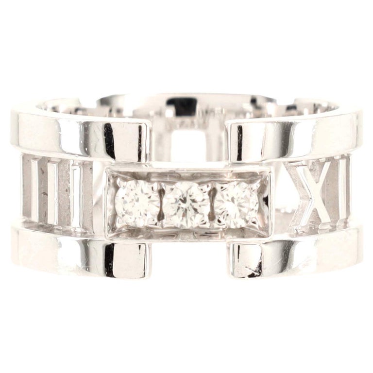 Tiffany and Co. Atlas Open Band Ring 18K White Gold and Diamonds For ...