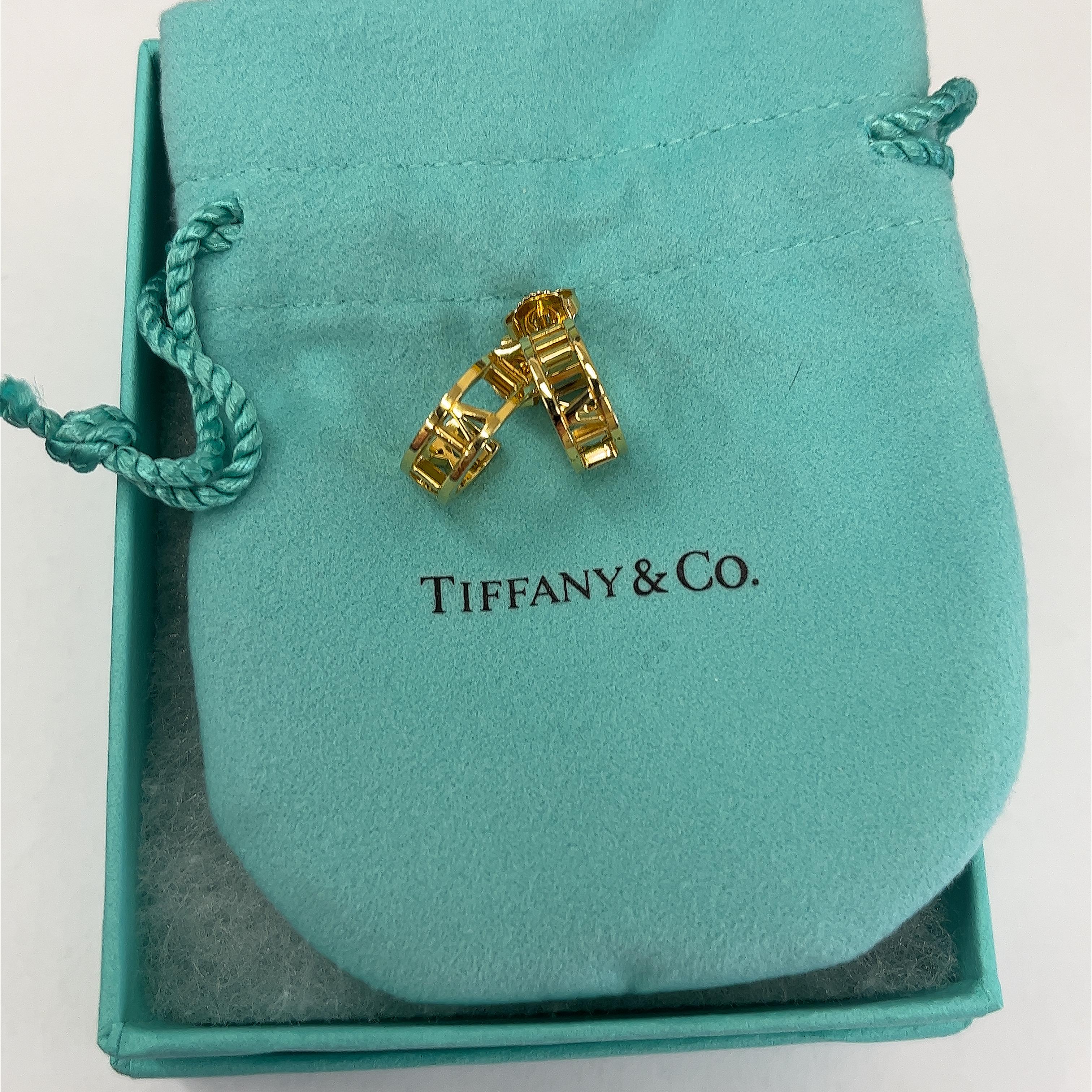 Tiffany and Co Atlas Open Hoop Earrings Set In 18ct Yellow Gold For ...