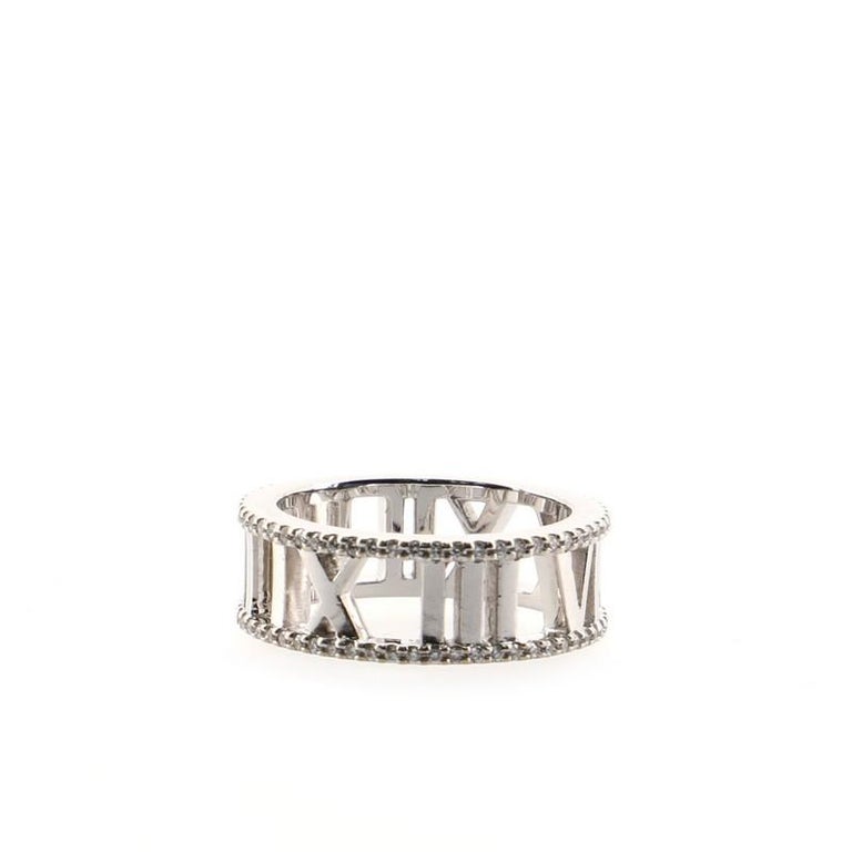Tiffany and Co. Atlas Open Ring 18K White Gold and Diamonds at 1stDibs